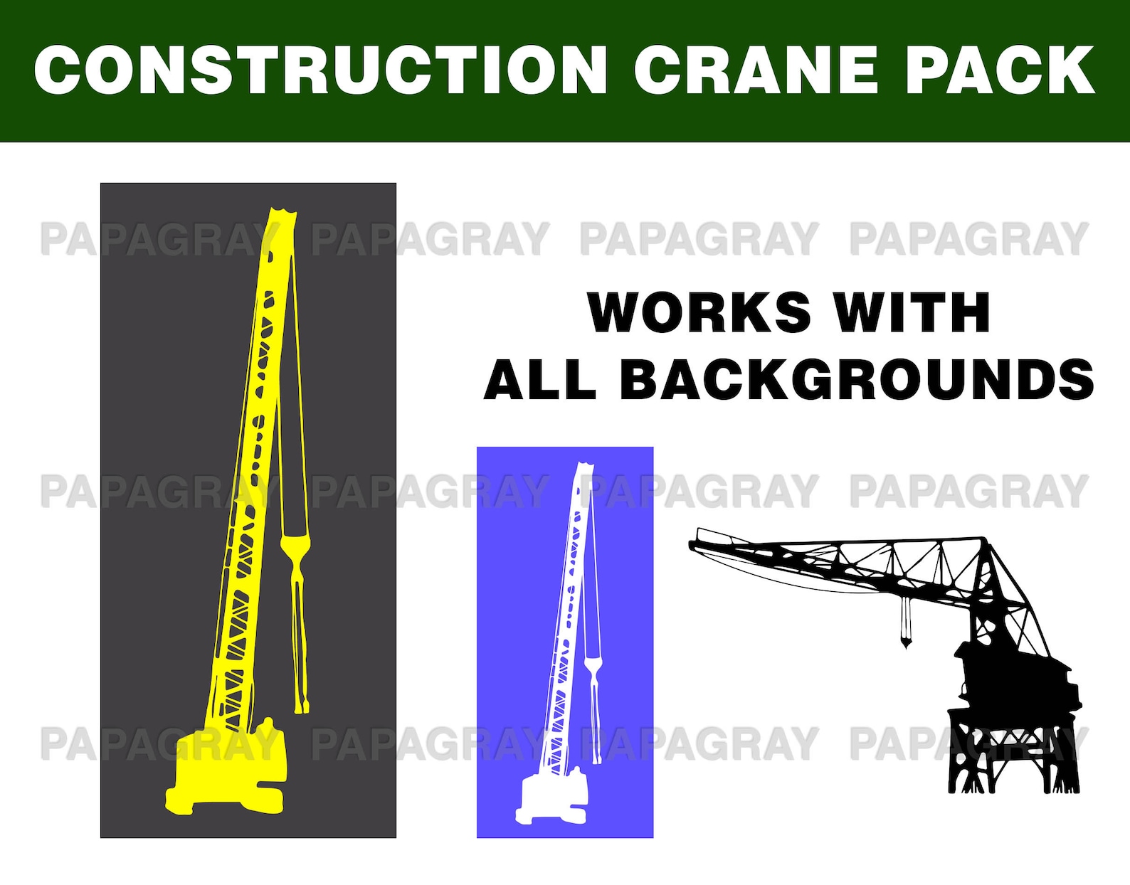 Construction Crane SVG Silhouette Pack - 13 Designs | Digital Download ...