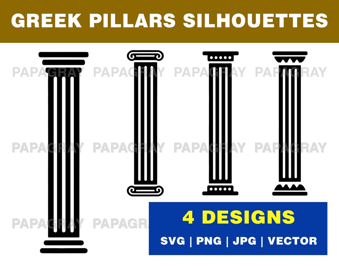 Greek Pillars SVG Silhouette Pack 4 Designs Digital - Etsy UK