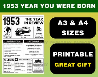 Born in 1953 Poster - Etsy