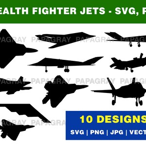Stealth Fighter Jet SVG Pack 10 Designs Digital Download Stealth Plane ...