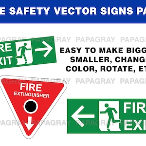 Fire Safety Signs Vector Pack - 9 Designs | Digital Download | Fire ...