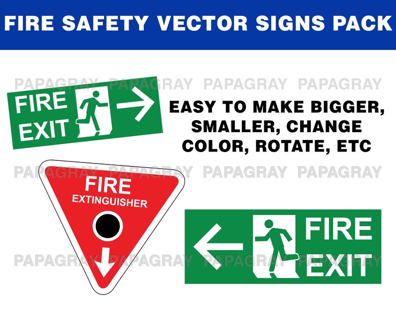 Fire Safety Signs Vector Pack: 9 Designs (digital Download) - Etsy UK
