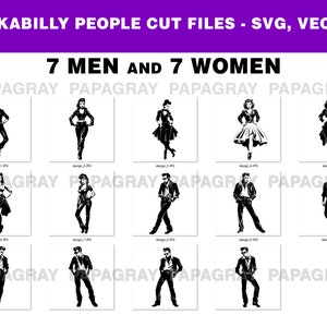 Rockabilly SVG Silhouette Pack 14 Designs Digital Download Rockabilly ...