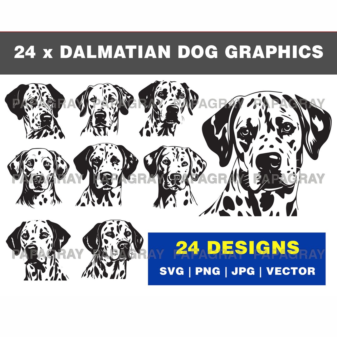 Dalmatian Dog Head SVG Graphic Pack - 24 Designs | Digital Download ...