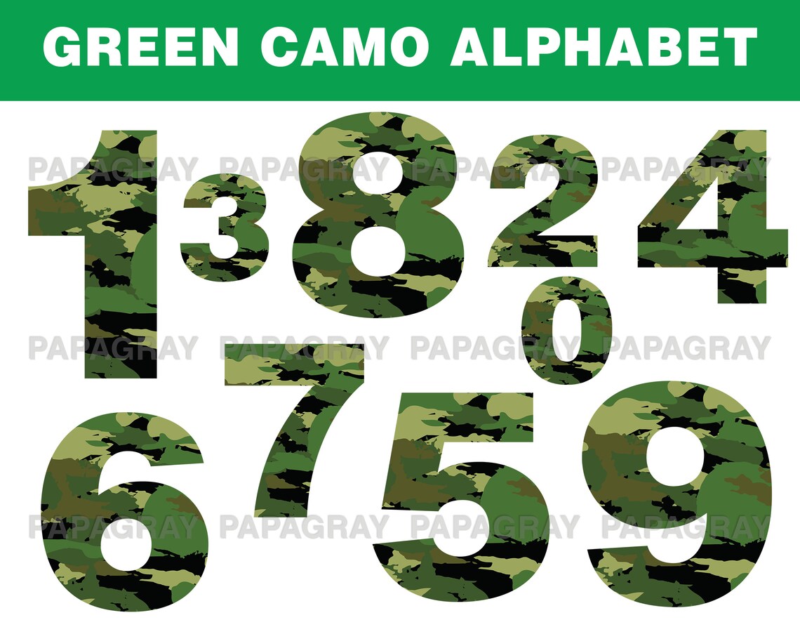 Green Camo Alphabet PNG Clip Art BUNDLE PACK Digital | Etsy UK