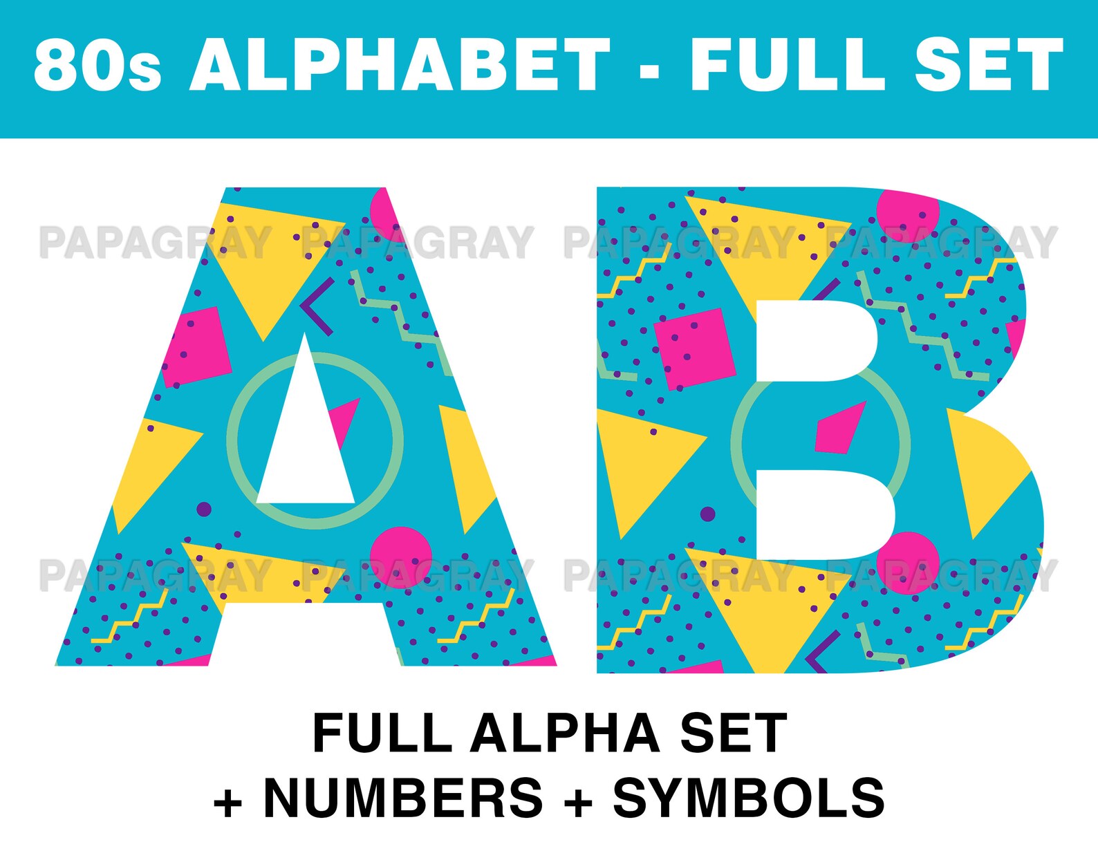 80s Alphabet PNG Digital Download 26 Letters Numbers - Etsy UK
