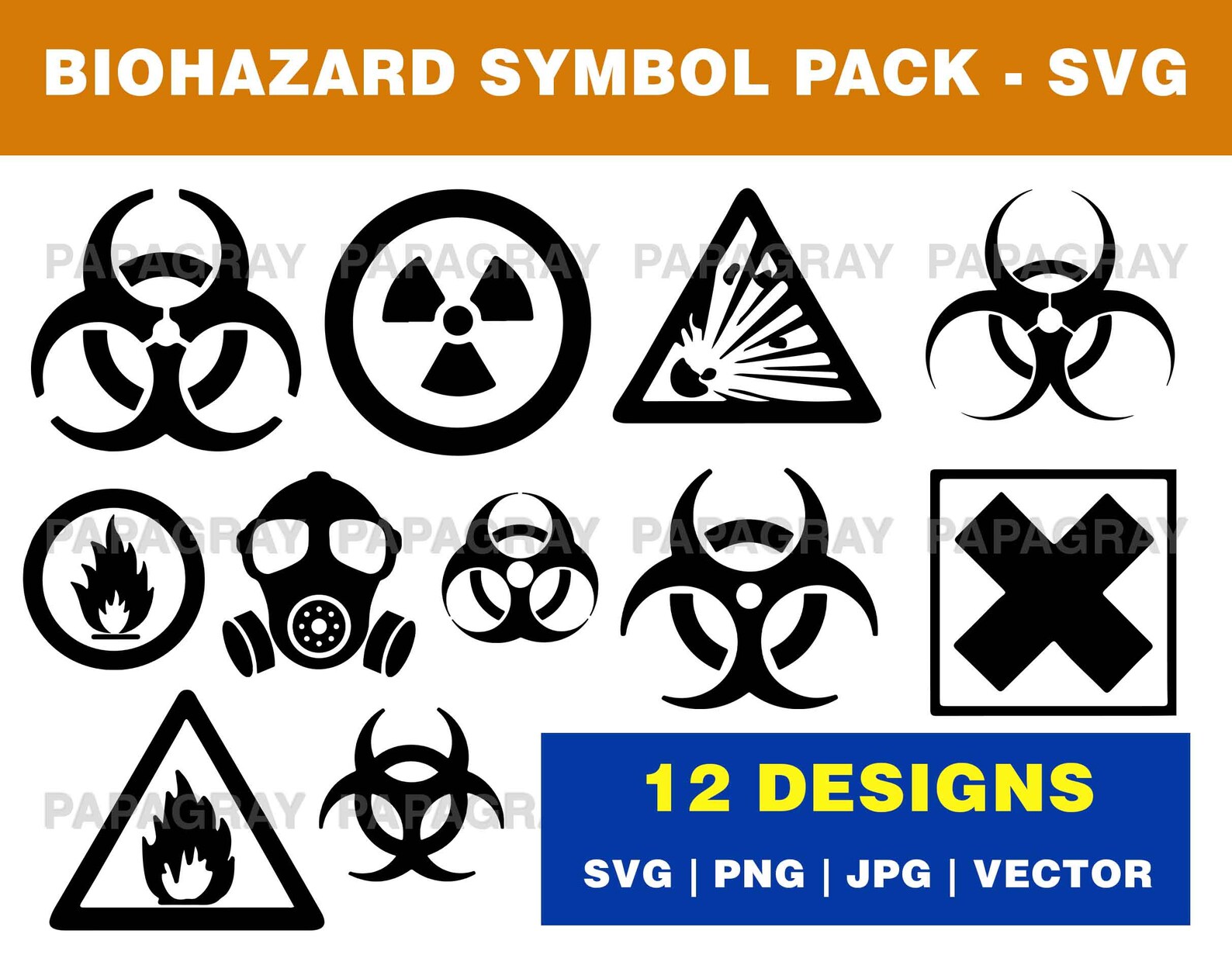 Biohazard SVG Silhouette Pack 12 Designs Digital Download | Etsy