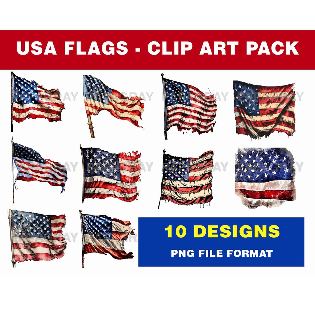 USA Flag Clip Art Pack - 10 Designs | Digital Download | Stars and ...