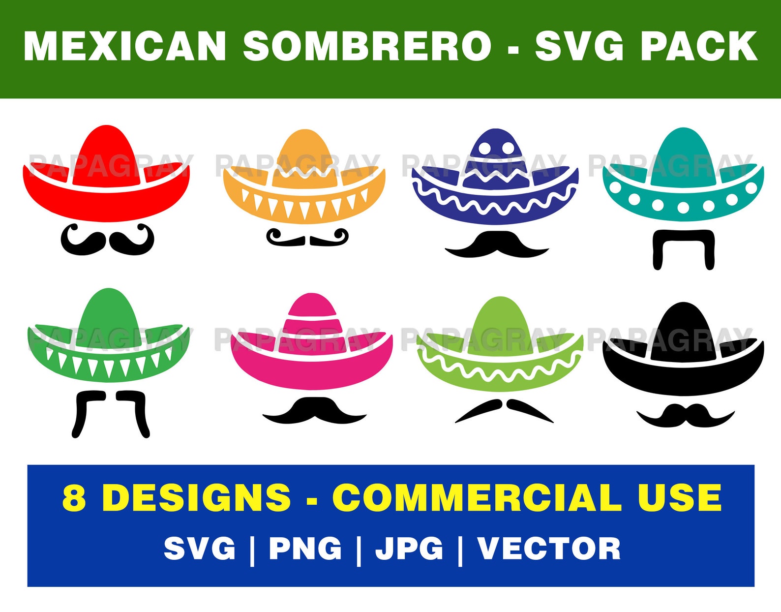Mexican Sombrero SVG Pack 8 Designs Digital Download - Etsy