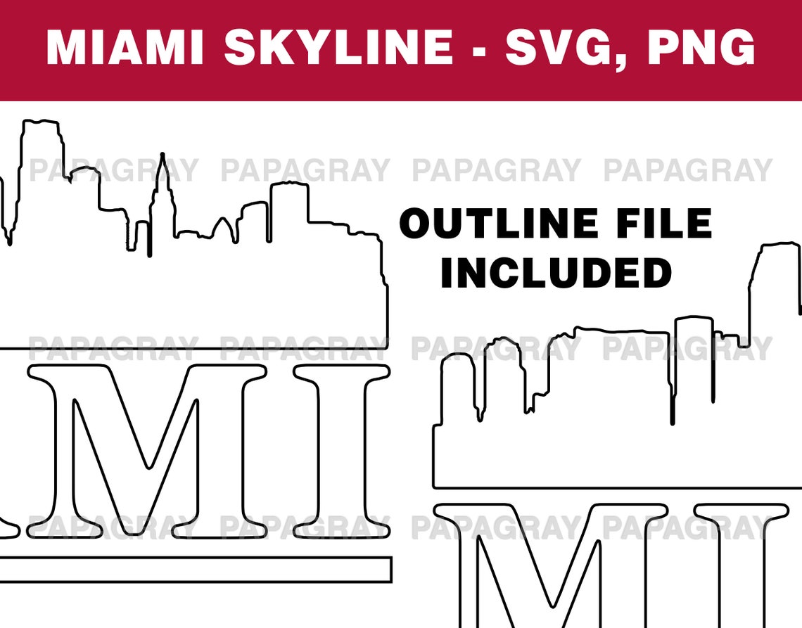 Miami Skyline SVG Digital Download Miami SVG Miami PNG - Etsy