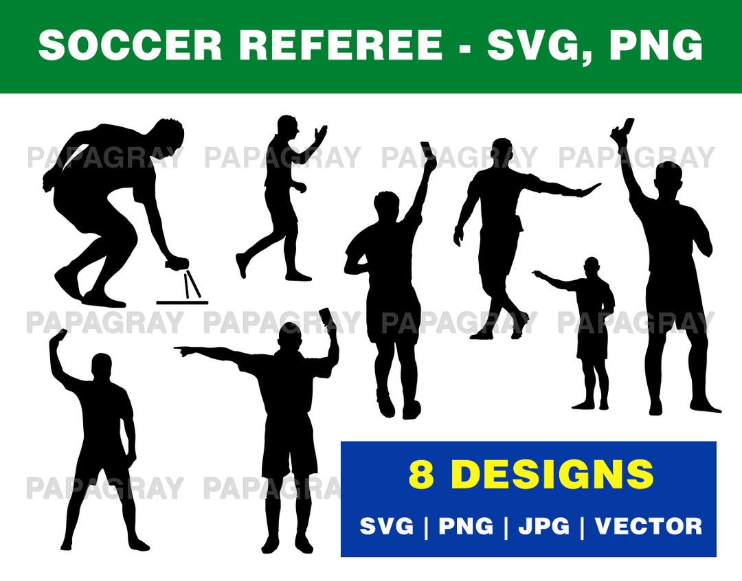 Soccer Referee Silhouette SVG Pack 8 Designs Digital Download Football ...