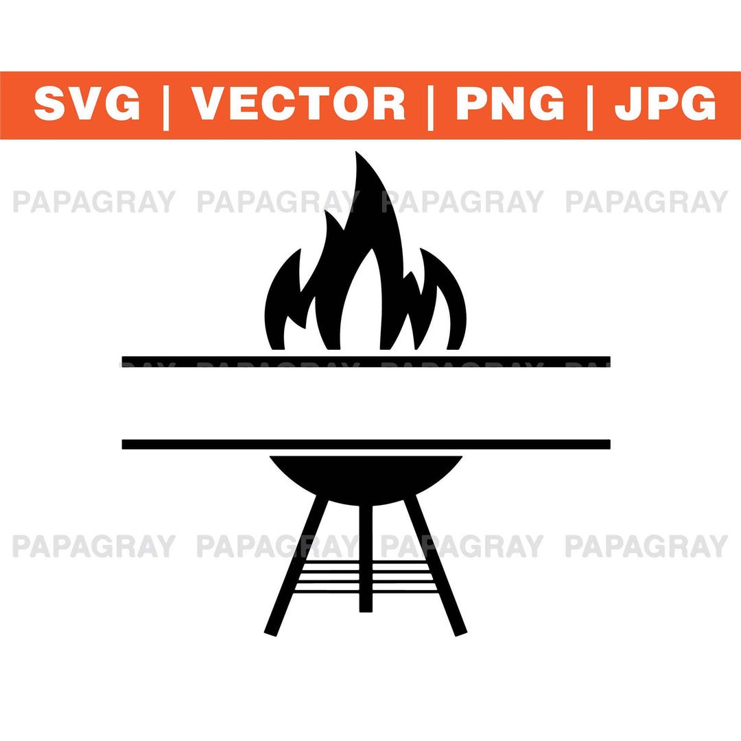 BBQ Grill Split Name Monogram SVG Vector Graphic Digital Download ...