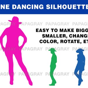 Line Dancing Silhouette Pack - 8 Designs | Digital Download | Cowboy ...