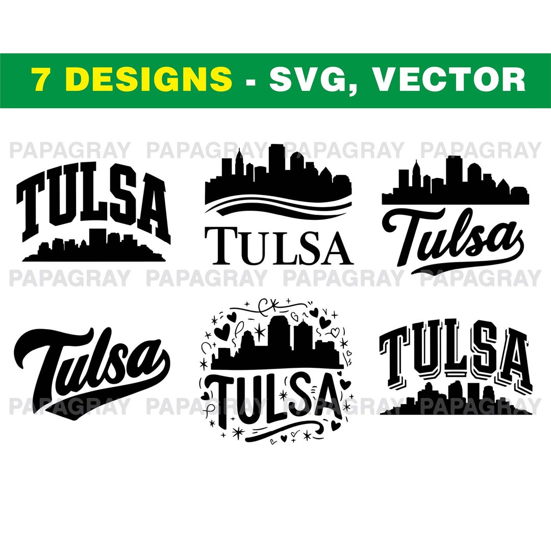 Tulsa Skyline SVG Vector Bundle: City Silhouette Designs (digital ...
