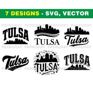Tulsa Skyline SVG Vector Bundle: City Silhouette Designs (digital ...