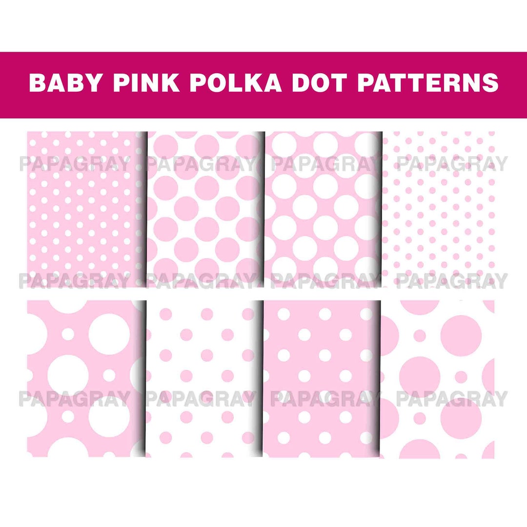 Baby Pink Polka Dot Patterns - 8 Designs | Digital Download | 300 DPI ...
