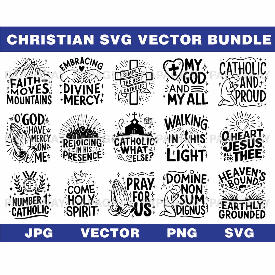 Christian SVG Vector Bundle: Religious Sayings, Phrases (digital ...