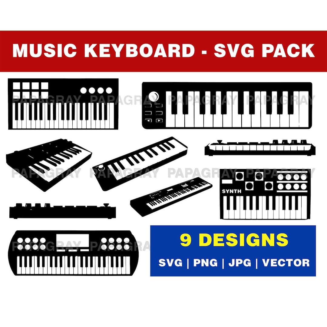 Music Keyboard Silhouette Pack - 9 Designs | Digital Download ...