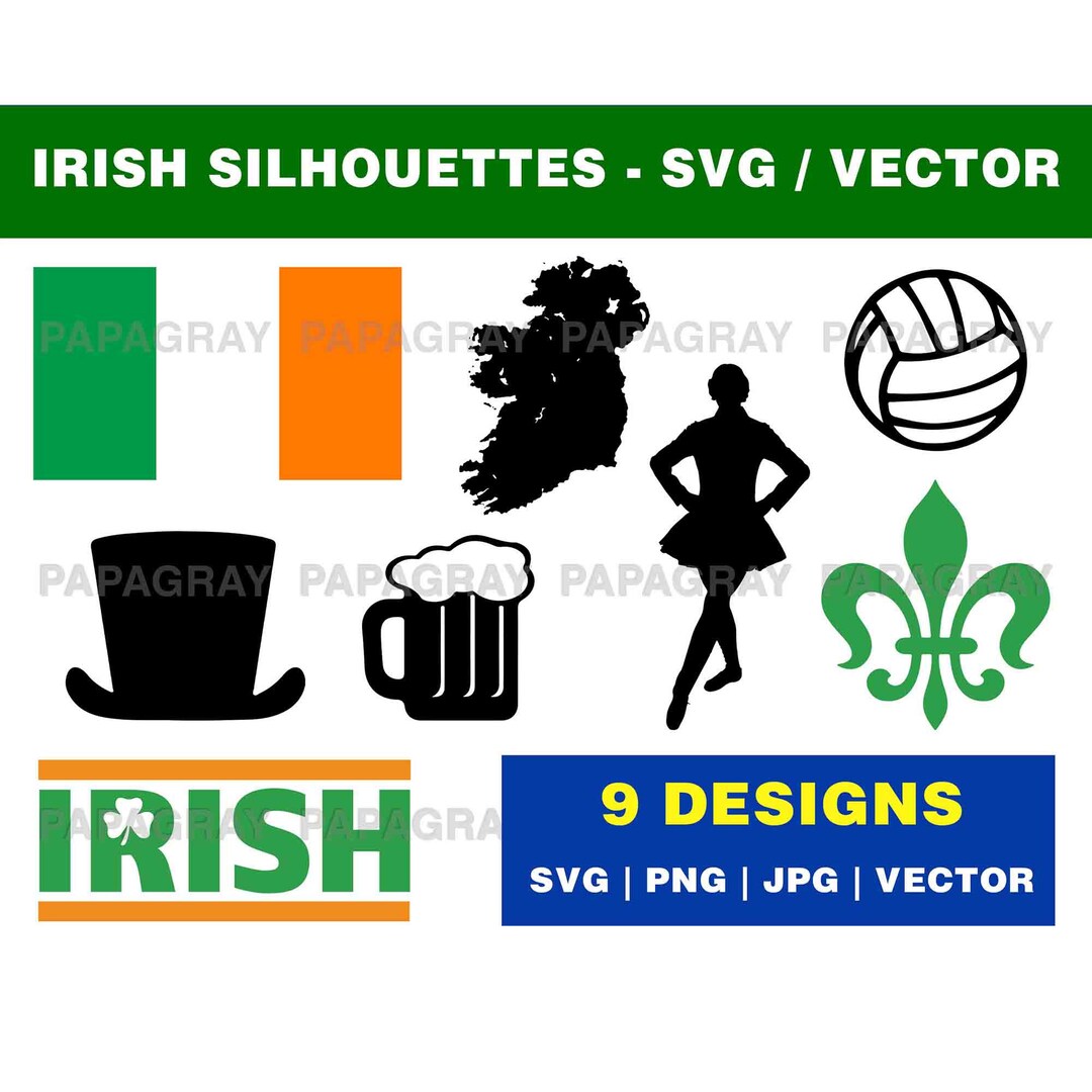 Irish Silhouette Pack - 9 Designs | Digital Download | Ireland SVG ...