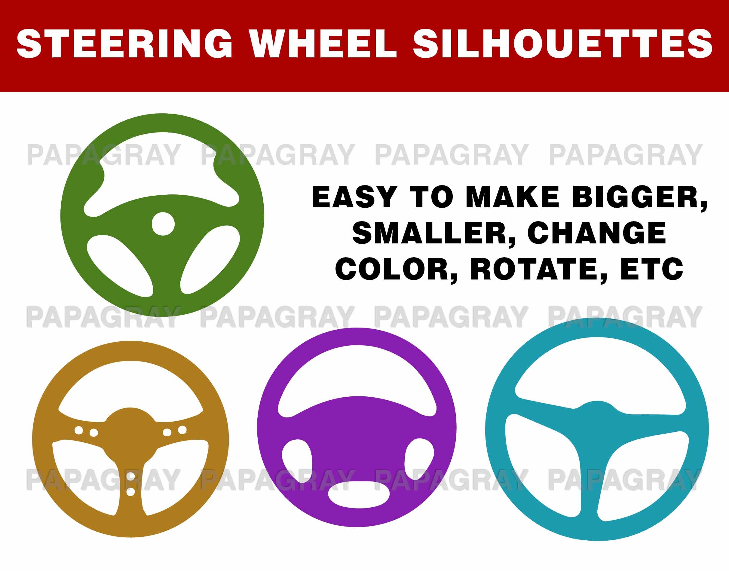 Steering Wheel SVG Silhouette Pack 24 Designs Digital - Etsy