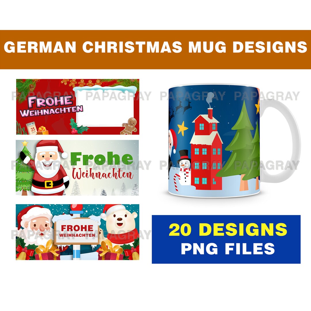 German Christmas Sublimation TEMPLATES for Mugs - 20 Designs | Digital ...