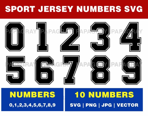 Sport Jersey Numbers SVG Silhouette Pack 10 Numbers | Etsy