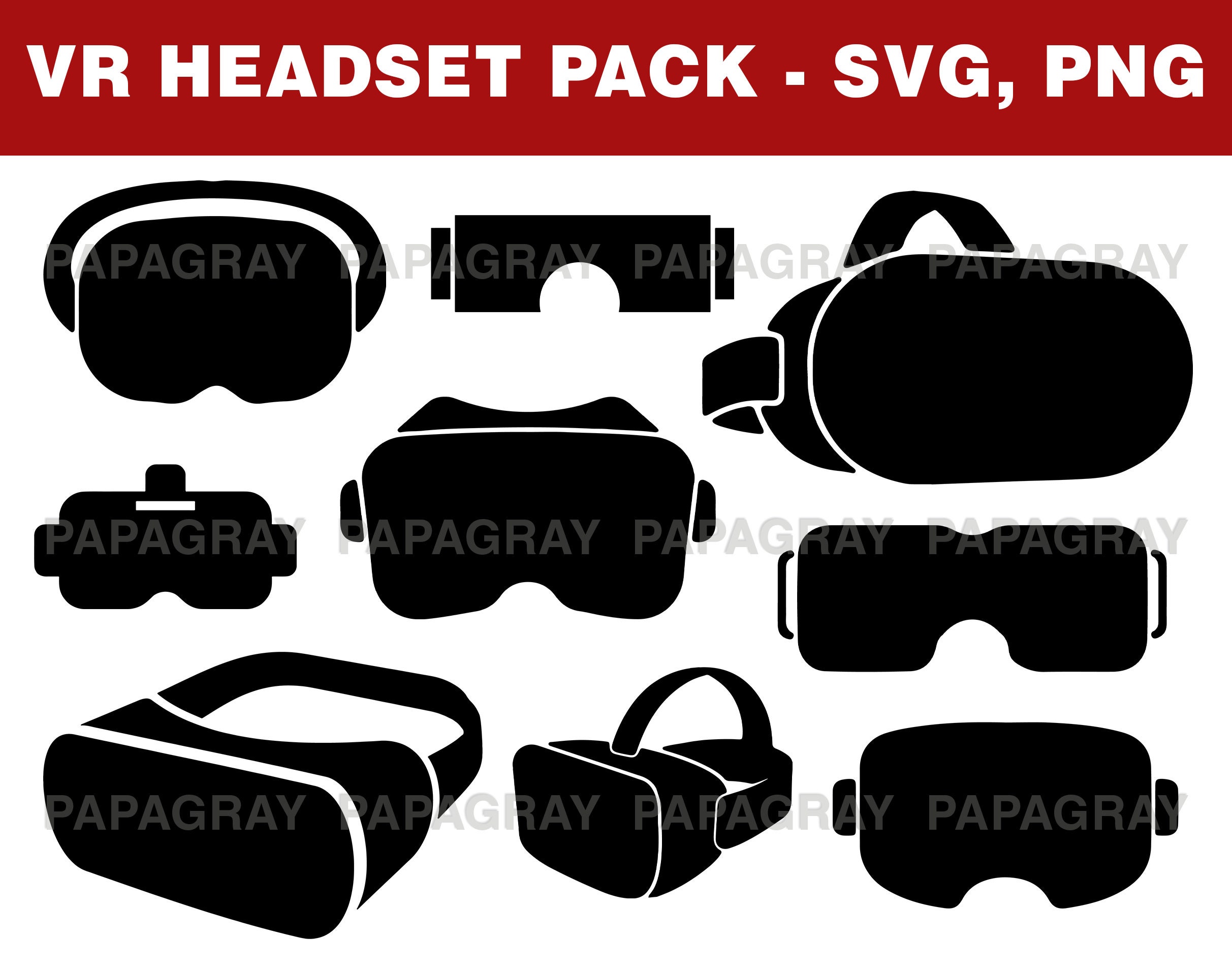 VR Gaming Headset Silhouette Pack 9 Designs Digital | Etsy