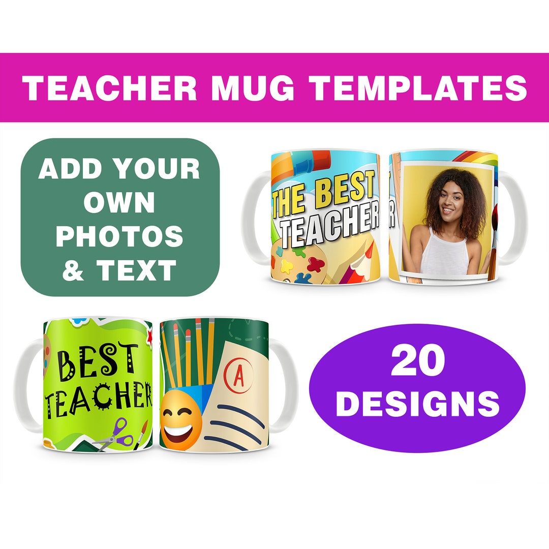 Teacher Mug Sublimation Templates: 20 Educator Cup Designs (digital ...