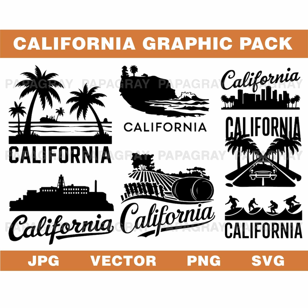 California Skyline SVG Vector Graphic Bundle - 8 Designs | Digital ...