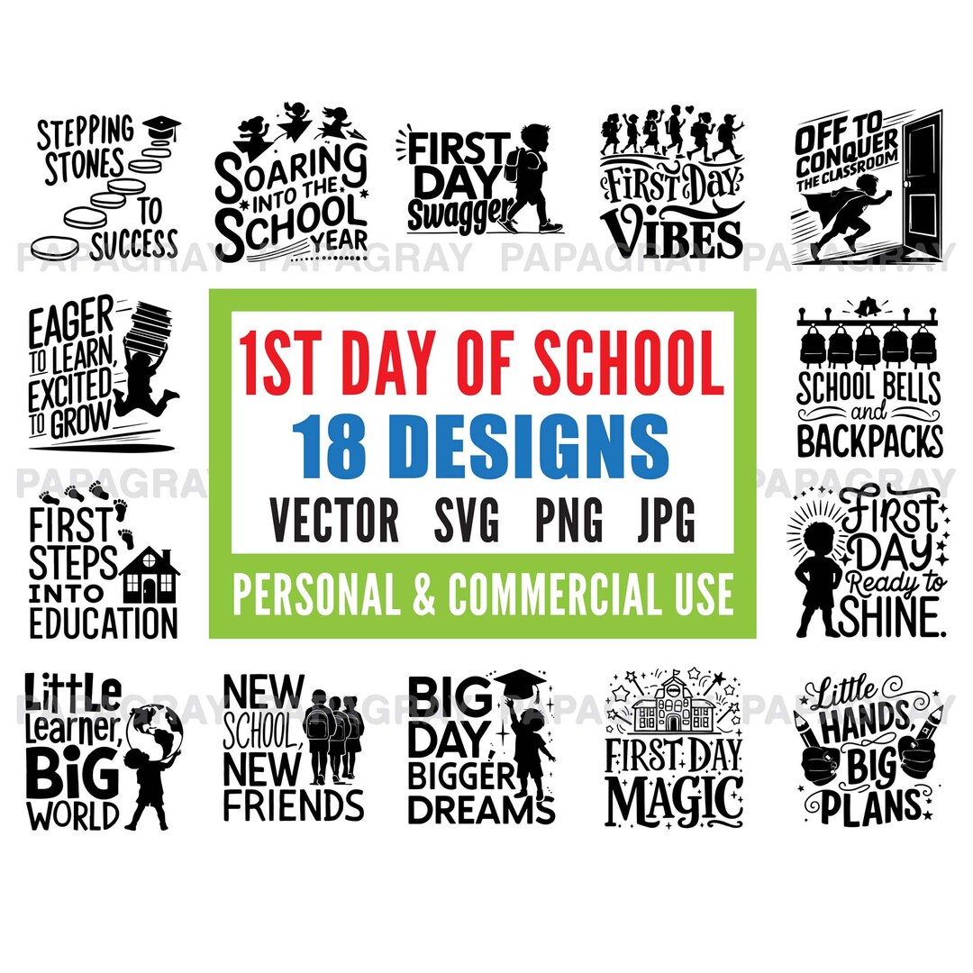 1st Day of School SVG - 18 Designs | Digital Download | Back to School ...