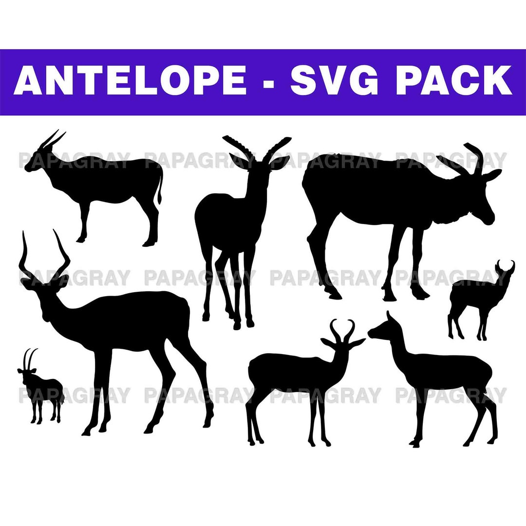 Antelope SVG Silhouette Pack 8 Designs Digital Download Antelope ...