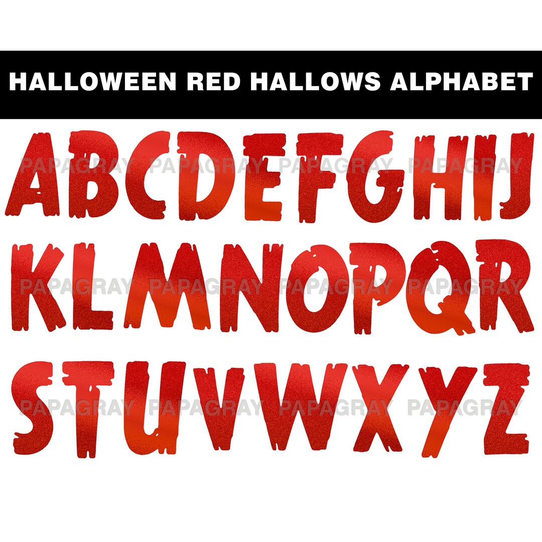 Halloween Red Hallows Alphabet Clipart Pack Digital Download Halloween ...