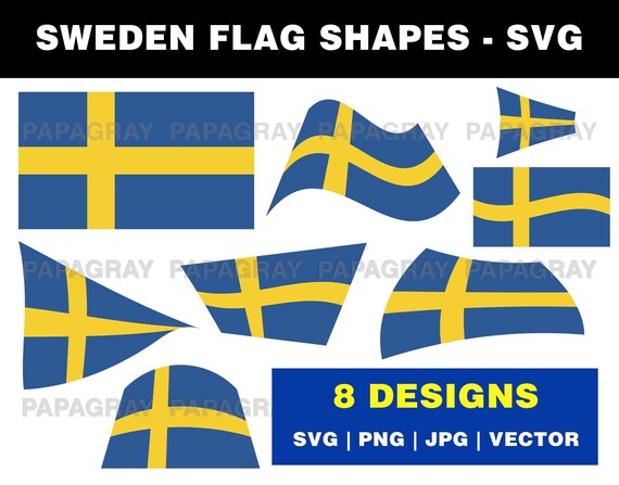 Sweden Flag Shapes SVG Graphic 8 Designs Digital Download | Etsy