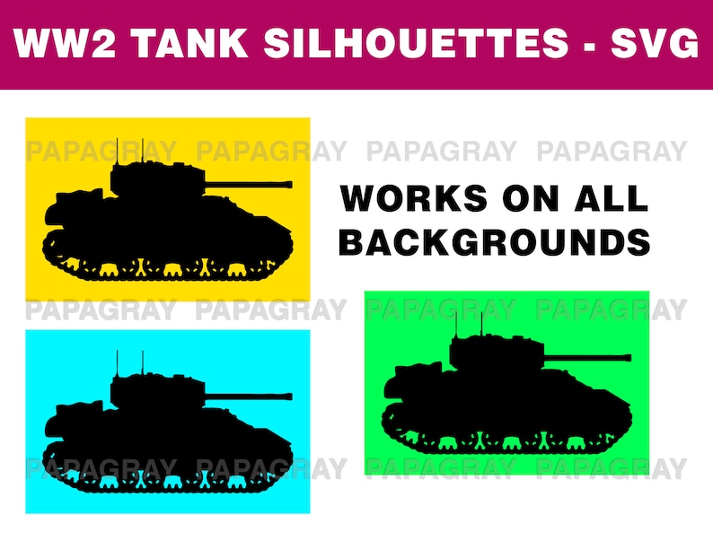 WW2 Tanks Silhouette SVG Pack - 8 Designs | Digital Download | Military ...