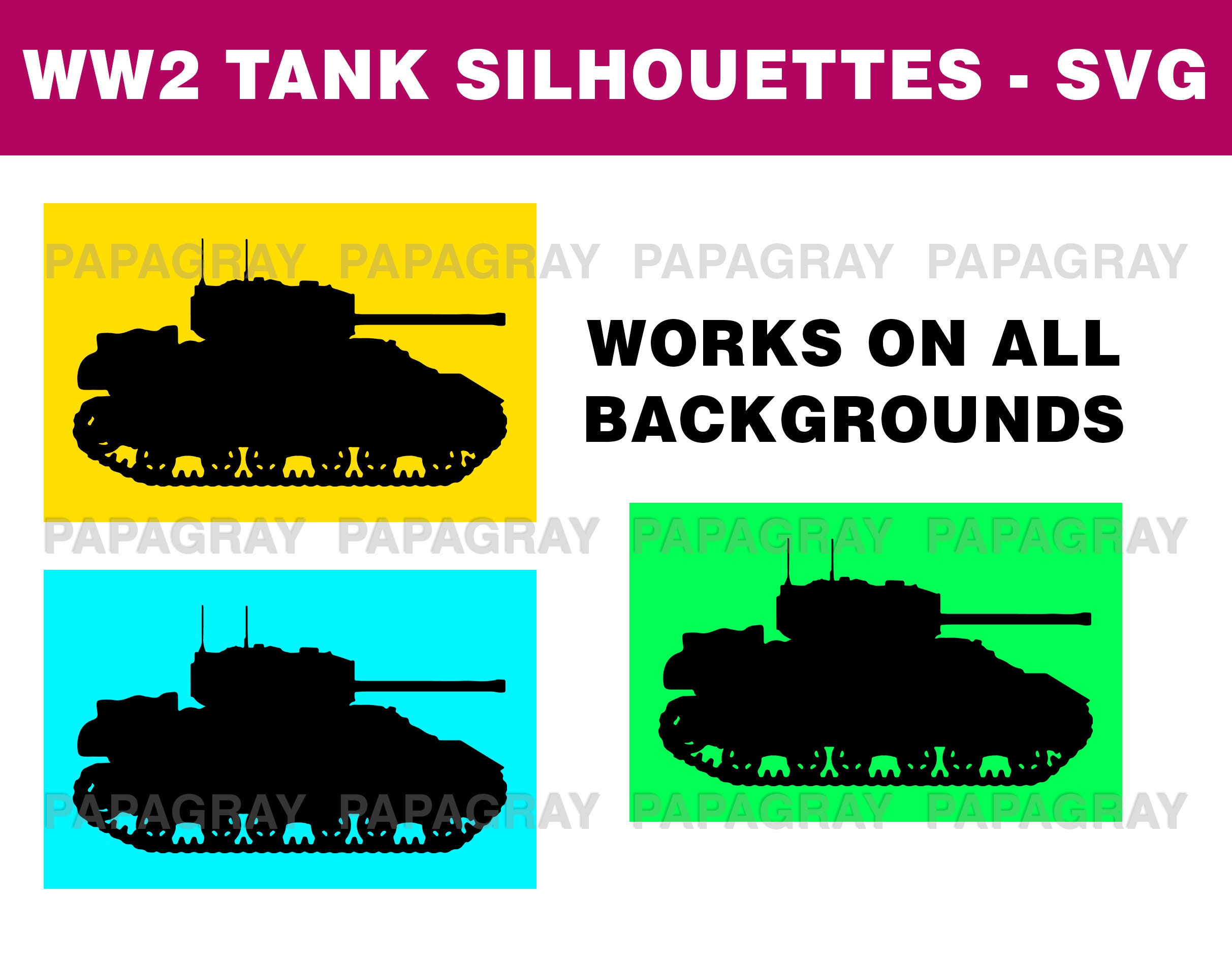 WW2 Tanks Silhouette SVG Pack 8 Designs Digital Download - Etsy Canada