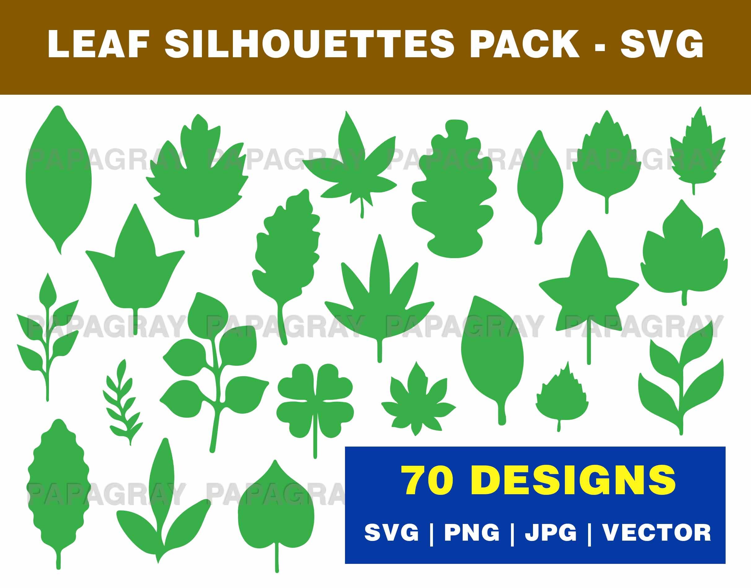 Leaf Silhouette Mega SVG Pack 70 Designs Digital Download | Etsy