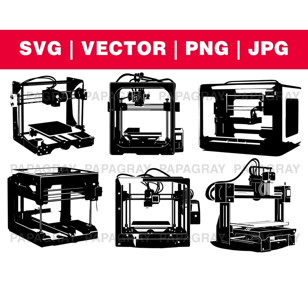 3D Printer SVG Silhouette Pack - 7 Designs | Digital Download | 3D ...