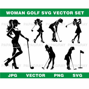 Golf Woman SVG Vector Bundle – Golfer Mother Silhouette (digital ...