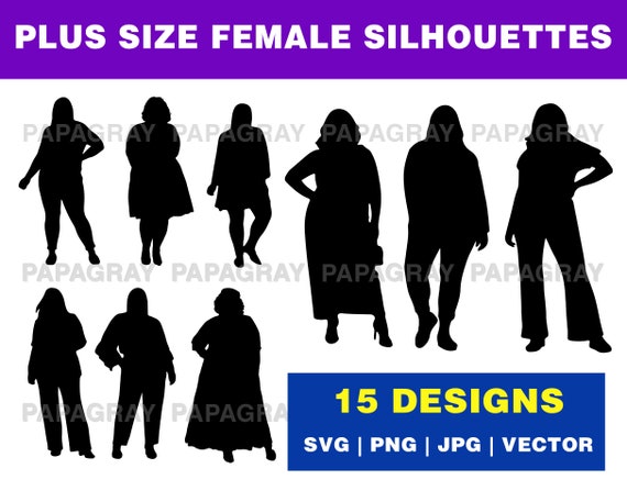 Plus Size Female Silhouette Pack 15 Designs Digital - Etsy