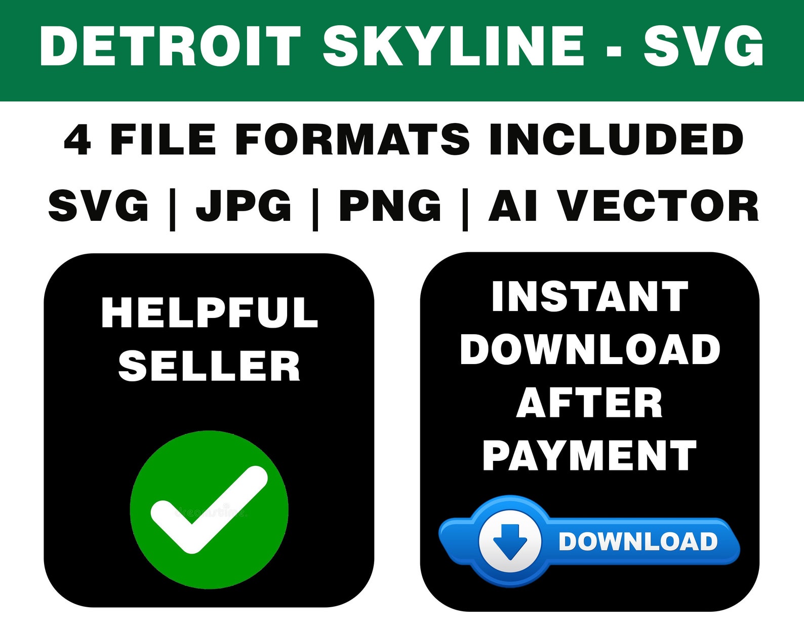 Detroit Skyline SVG Digital Download Detroit SVG Detroit - Etsy