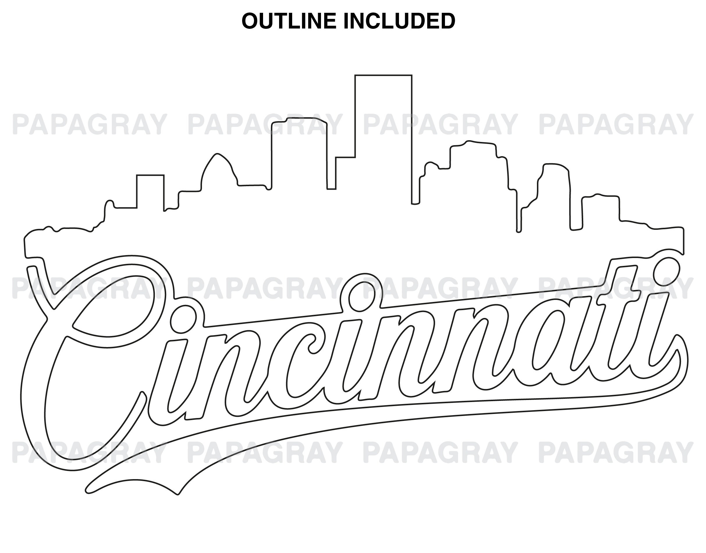 Cincinnati Skyline SVG Vector Bundle: Ohio Cityscape Silhouette ...