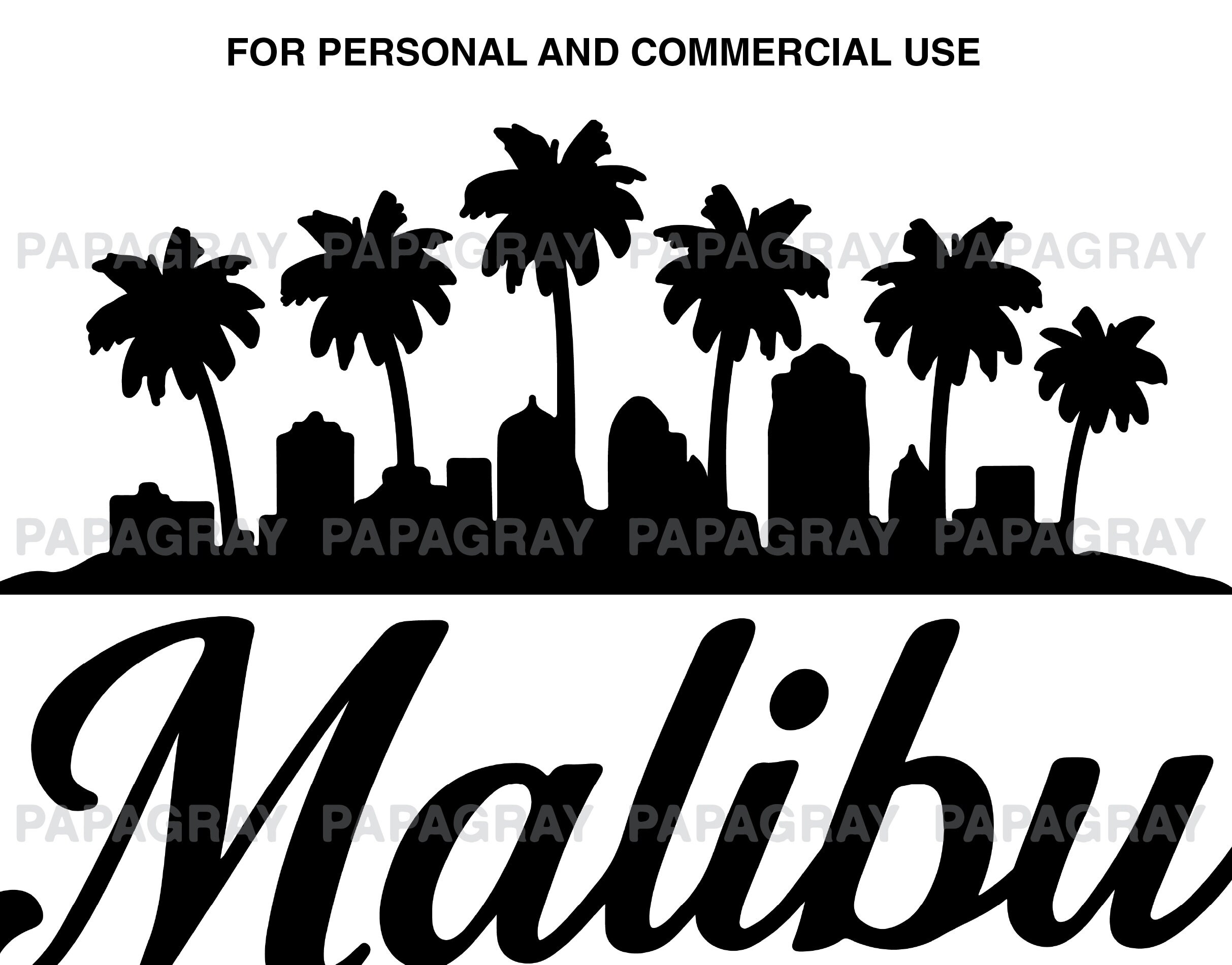 Malibu California SVG Vector Bundle: Beach Palm Tree Designs (digital ...