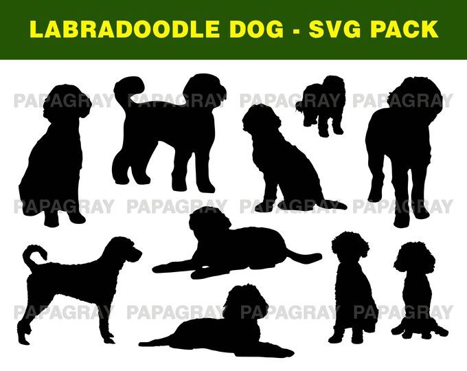 Labradoodle Dog Silhouette Pack 10 Designs Digital - Etsy