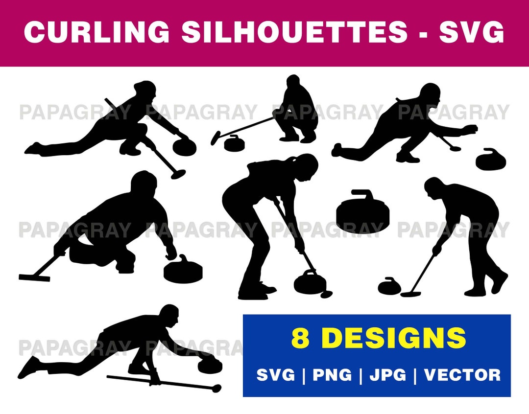 Curling Silhouette Pack 8 Designs Digital Download - Etsy