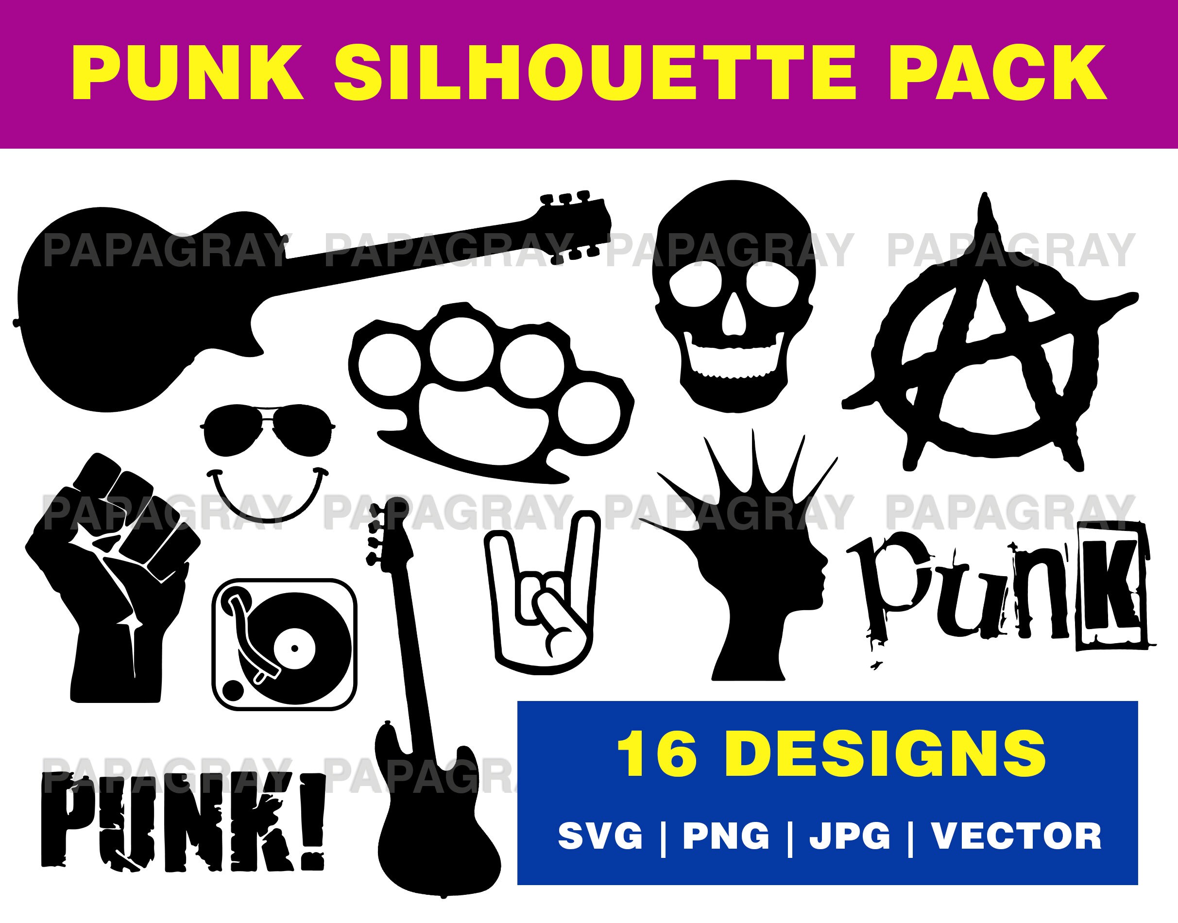 Punk SVG Silhouette Pack 16 Designs Digital Download - Etsy UK