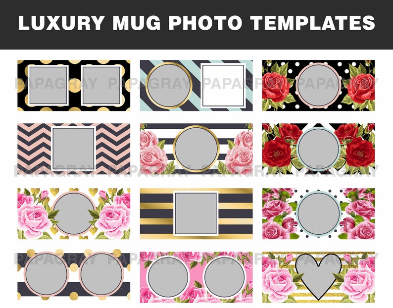 Luxury Photo Mug Templates 12 Designs Digital Download - Etsy UK