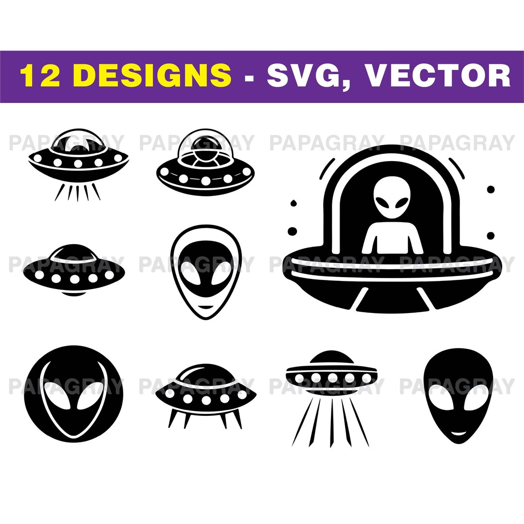Ufology Icons SVG Vector Set - 12 Designs | Digital Download | Alien ...