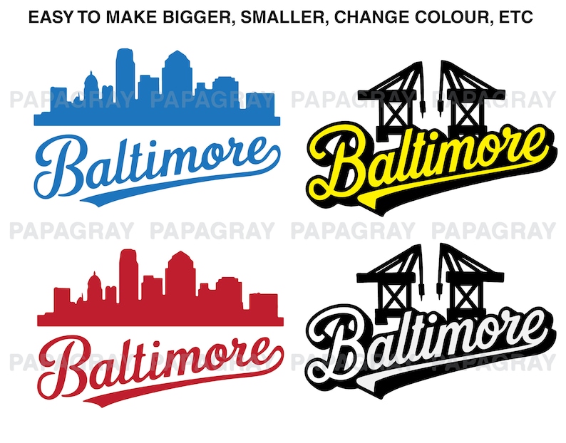 Baltimore SVG Vector Graphic Bundle: 6 Skyline Designs (digital ...