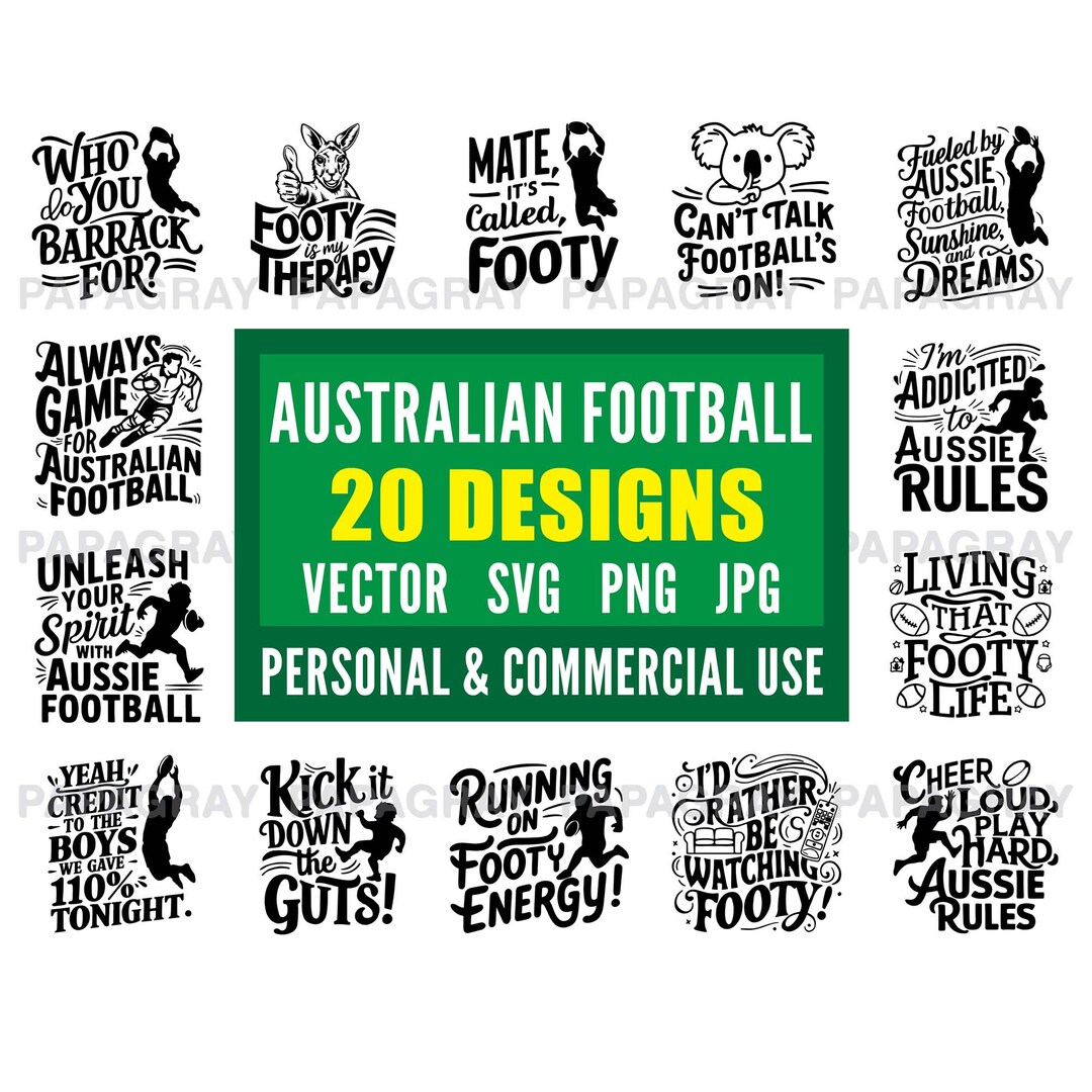 Australian Football Sayings SVG - 20 Designs | Digital Download | Footy ...