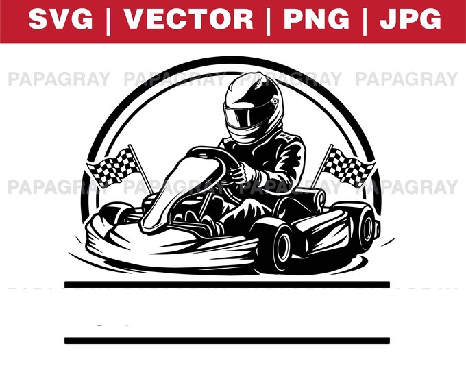 Kart Racing Split Name Monogram: SVG Vector (digital Download) - Etsy